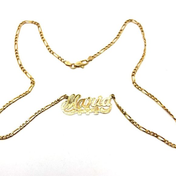 GEMMAU | Accessories | 4k Yellow Gold 2 Inch Chain With Maria Name Tag ...